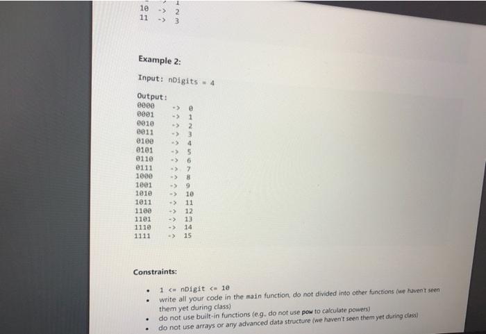 Solved Task 2 - Print out binary numbers: Given a positive | Chegg.com