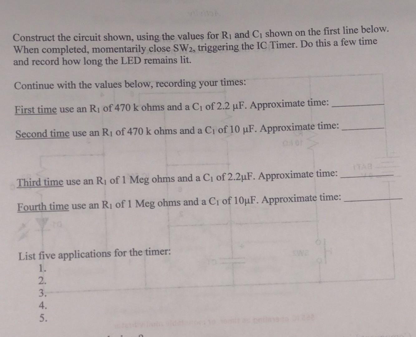 Construct the circuit shown, using the values for R1 | Chegg.com