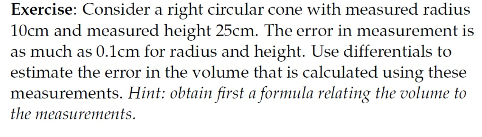 Solved Exercise: Consider a right circular cone with | Chegg.com