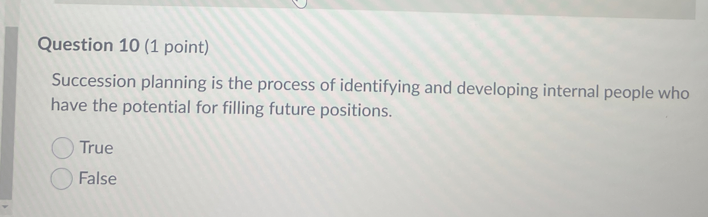 Solved Question 10 (1 ﻿point)Succession planning is the | Chegg.com