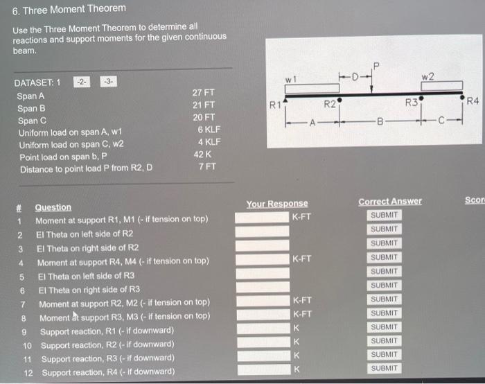 Solved 6. Three Moment Theorem Use the Three Moment Theorem | Chegg.com