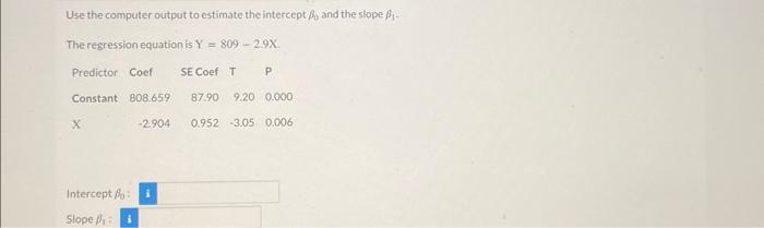 Solved Use the computer output to estimate the intercept β0 | Chegg.com