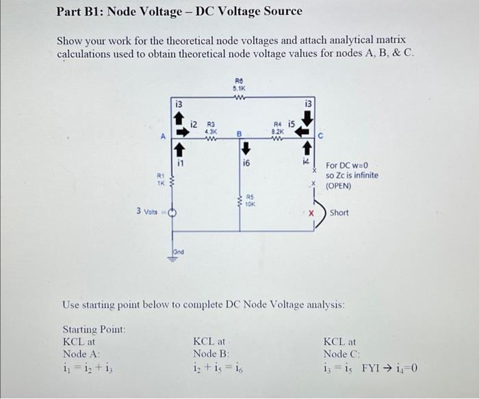 Solved Part B1: Node Voltage - DC Voltage Source Show your | Chegg.com