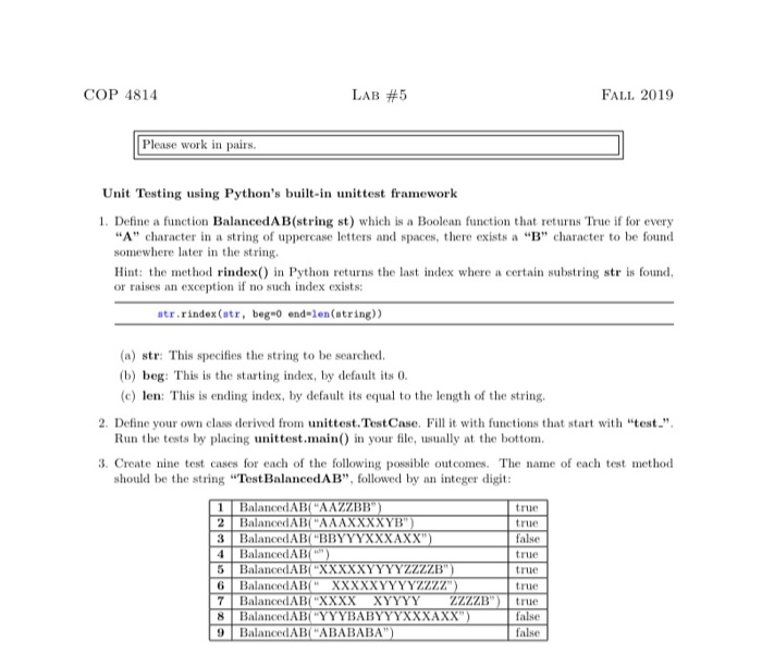 Solved COP 4814 LAB #5 FALL 2019 Please work in pairs. Unit | Chegg.com