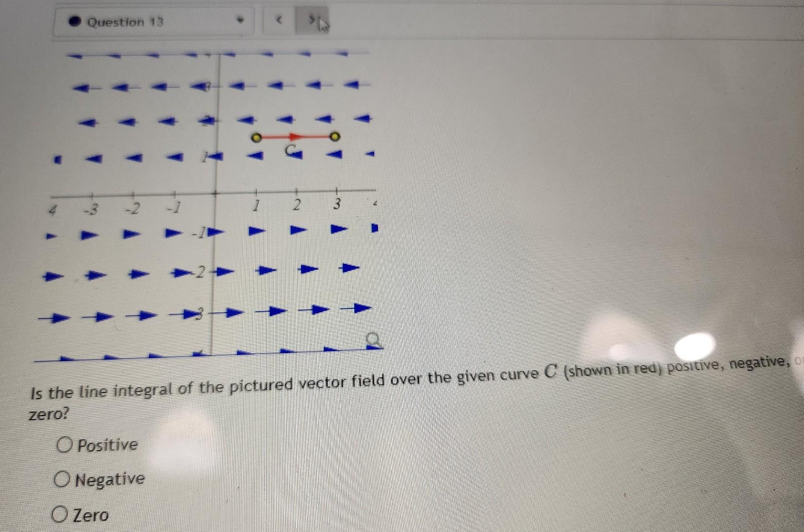 Solved Is the line integral of the pictured vector field | Chegg.com