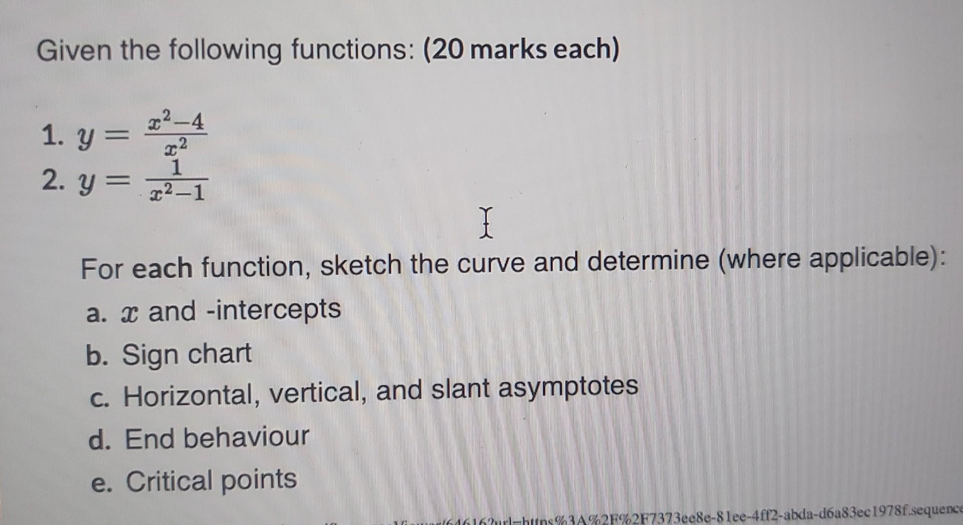 Solved Given the following functions: (20 marks each) 1. | Chegg.com