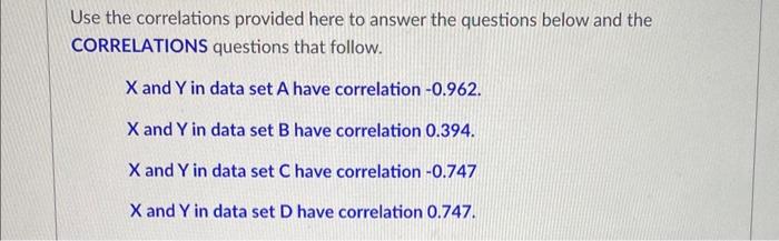 Solved Use the correlations provided here to answer the | Chegg.com