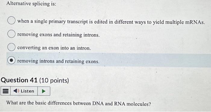 Solved Alternative splicing is: when a single primary | Chegg.com