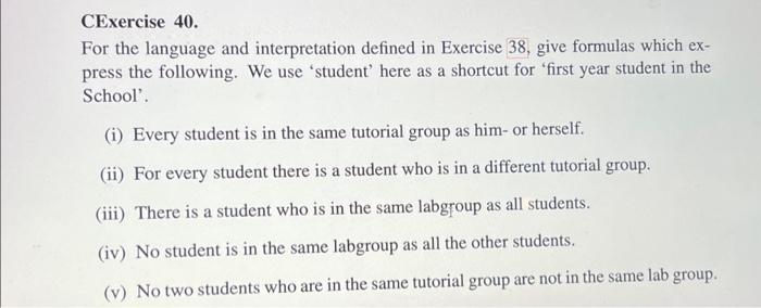 Solved CExercise 40. For the language and interpretation | Chegg.com