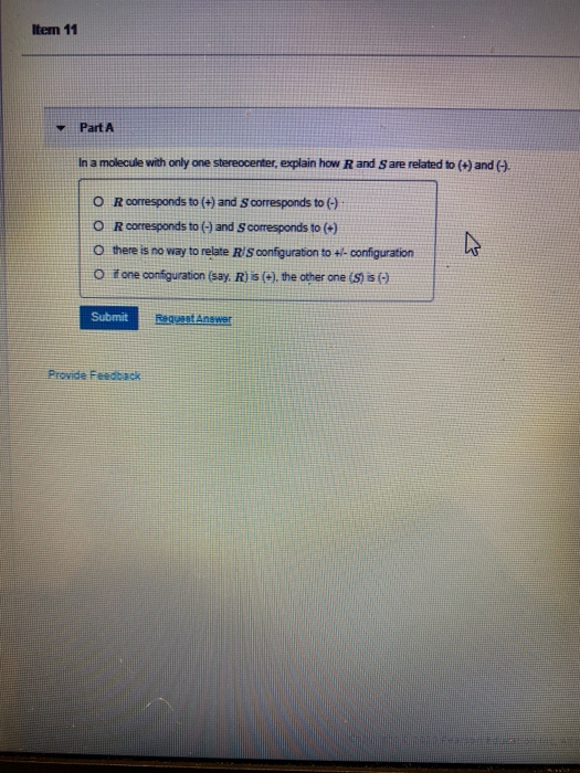 Solved Item 11 Part A In a molecule with only one | Chegg.com