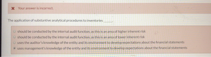 Solved The application of substantive analytical procedures | Chegg.com
