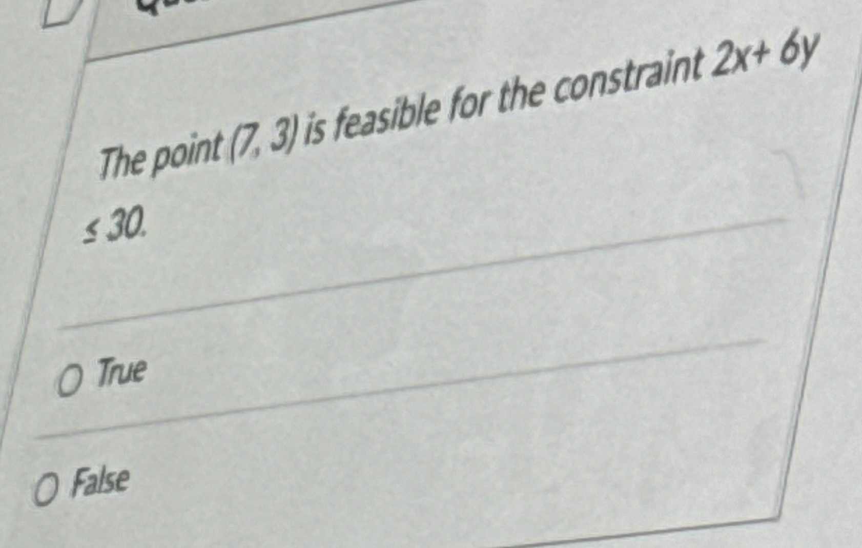 Solved The point (7,3) ﻿is feasible for the constraint | Chegg.com