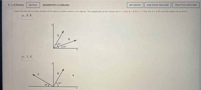 Solved Given two displacement vectors | Chegg.com