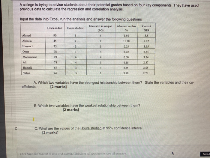 Solved A college is trying to advise students about their | Chegg.com