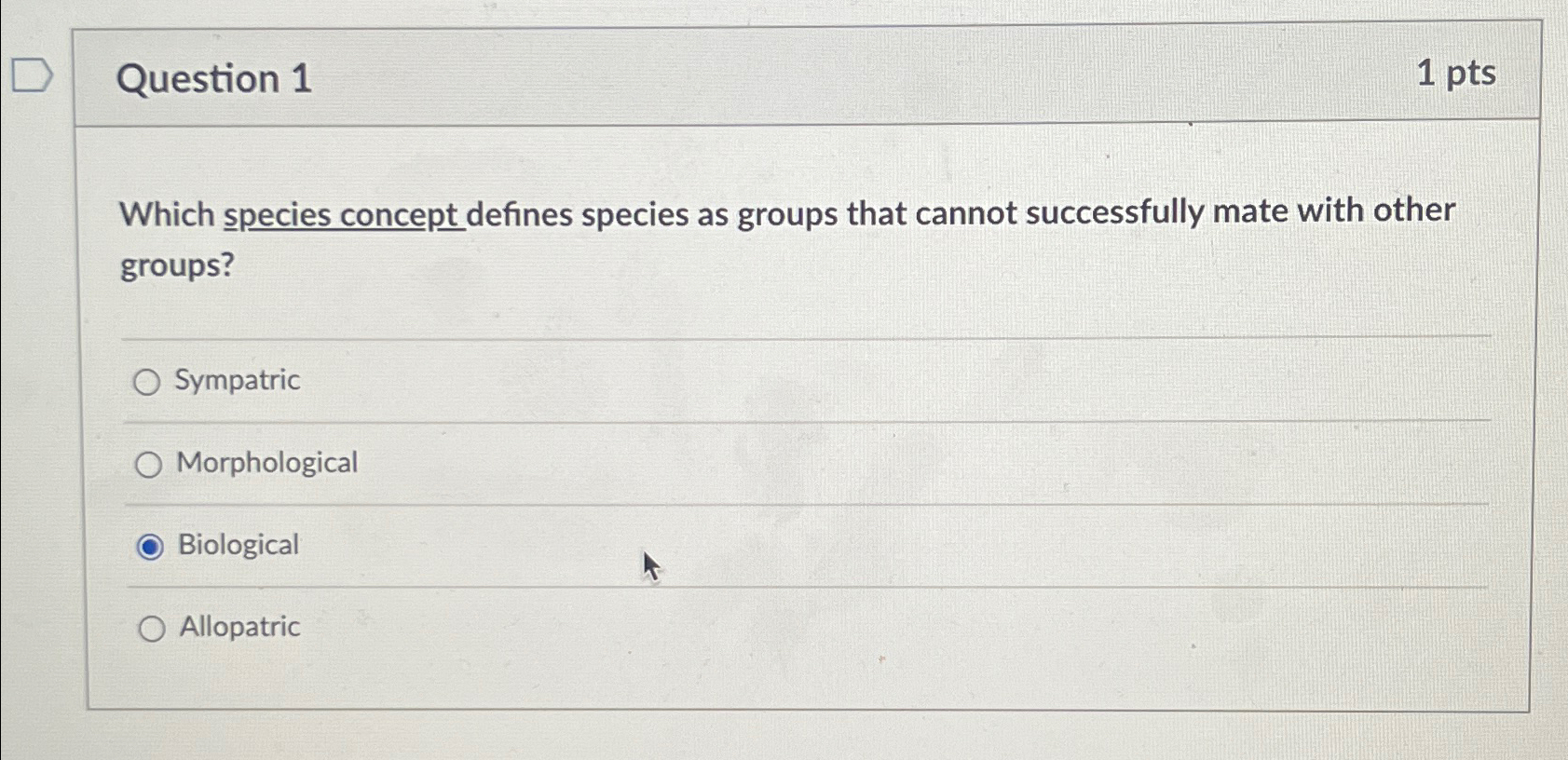 Solved Question 11ptsWhich species concept defines species | Chegg.com