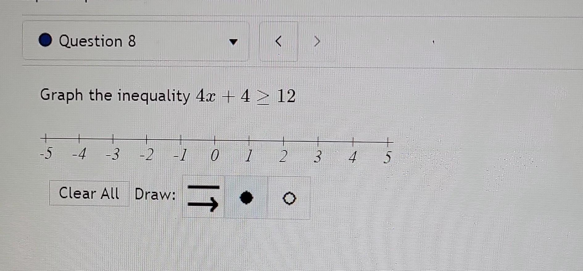 Solved Graph the inequality 4x+4≥12 | Chegg.com