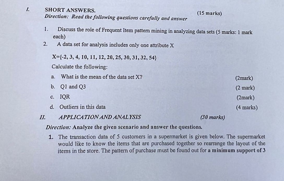 Solved I. SHORT ANSWERS.Direction: Read the following | Chegg.com