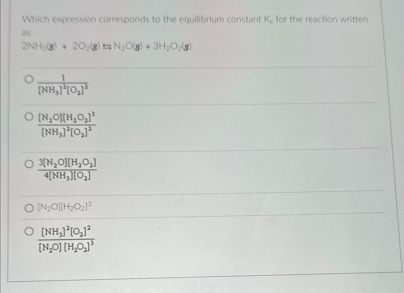Solved Which expression corresponds to the equilibrium | Chegg.com