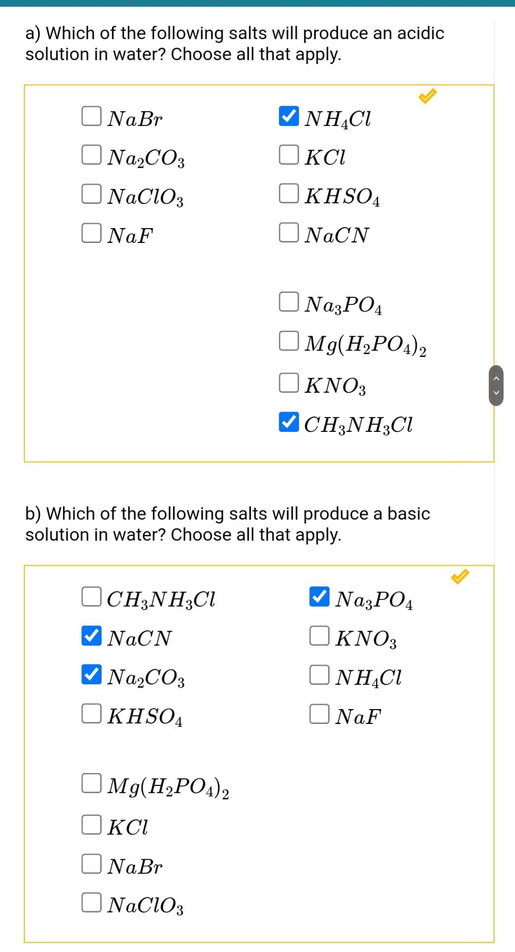 Solved a) Which of the following salts will produce an | Chegg.com