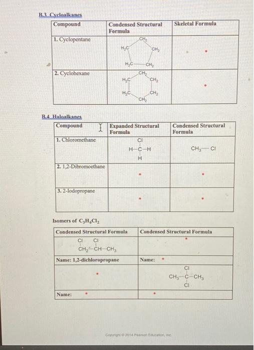 Solved B.3 Cycloalkanes Compound Skeletal Formula Condensed | Chegg.com