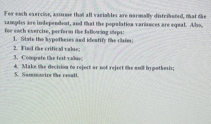Solved For each exercise, assume that all variables are | Chegg.com