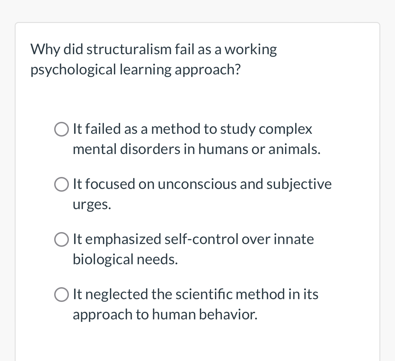 Solved Why did structuralism fail as a working psychological | Chegg.com