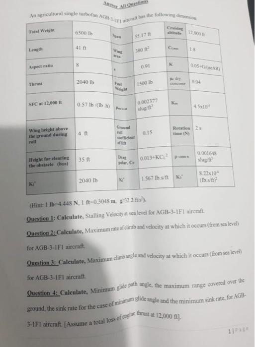 Solved An agricultural single turlvofin Arn. Question 1: | Chegg.com