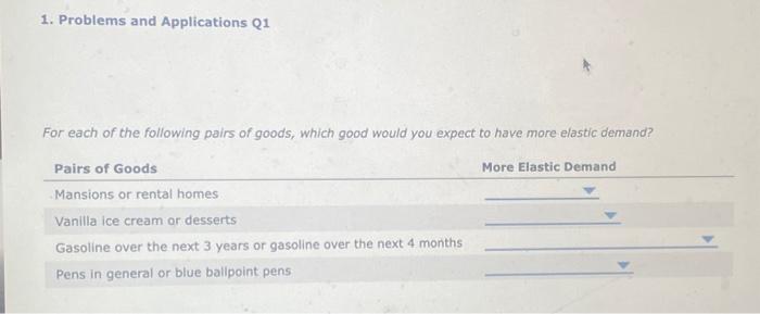 Solved 1. Problems and Applications Q1 For each of the | Chegg.com