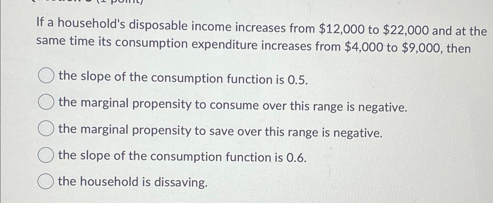 Solved If a household's disposable income increases from | Chegg.com