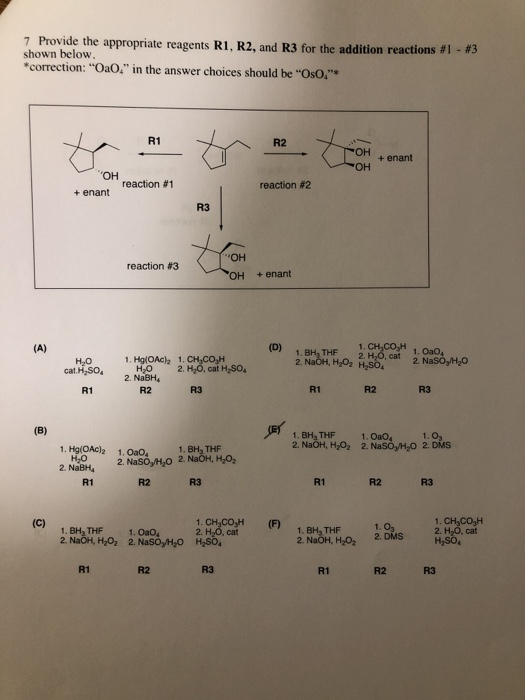Solved 7 Provide the appropriate reagents R1, R2, and R3 for | Chegg.com
