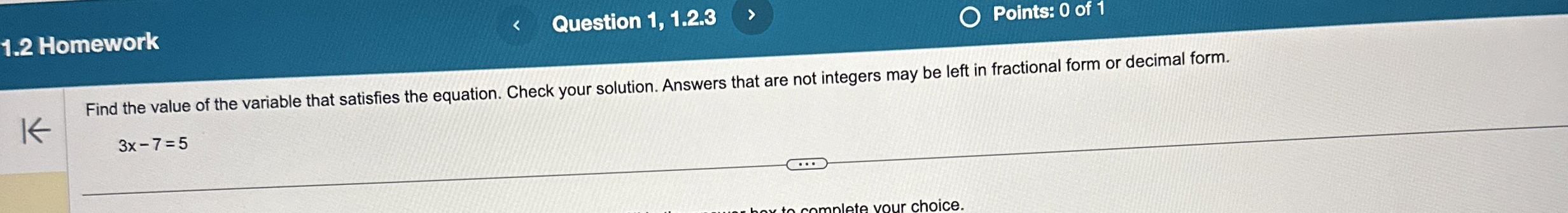 Solved 1.2 ﻿HomeworkQuestion 1, 1.2.3Points: 0 ﻿of 1Find the | Chegg.com