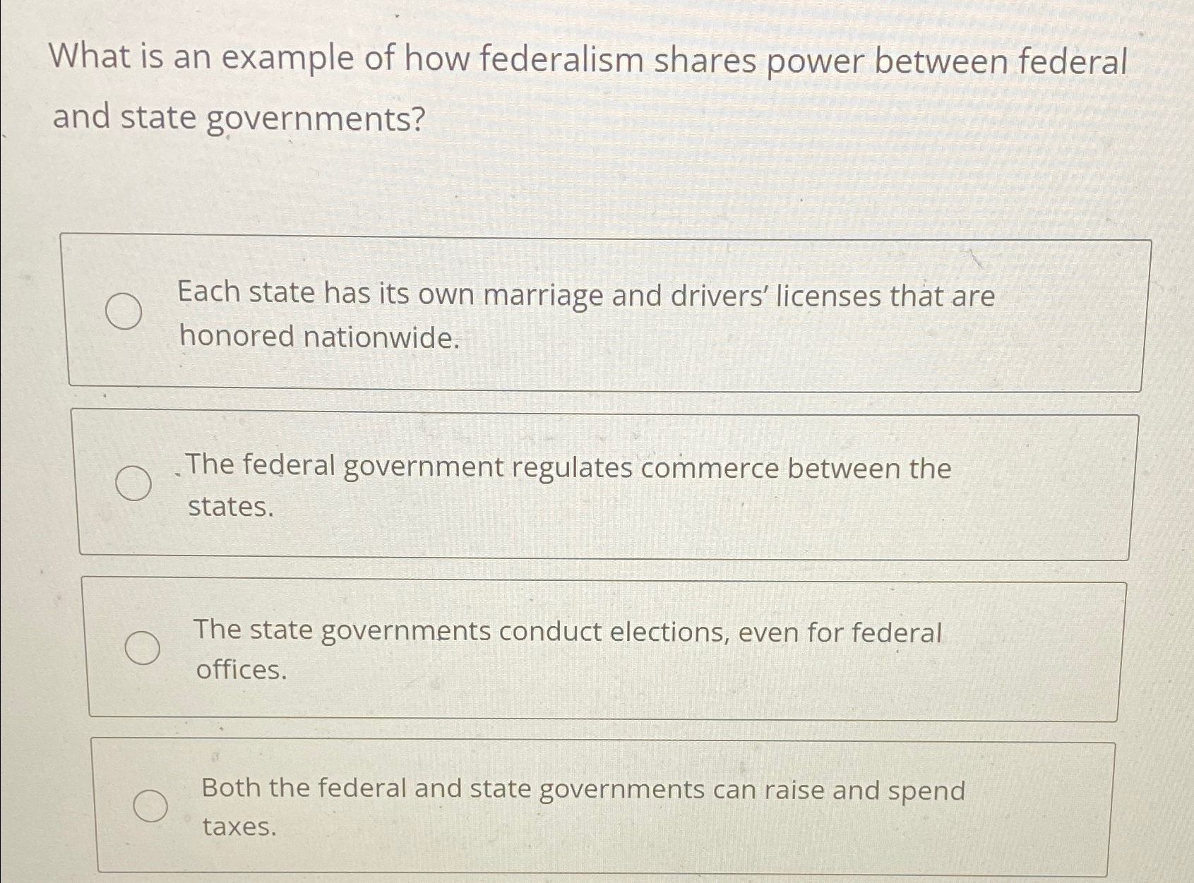 Solved What is an example of how federalism shares power | Chegg.com