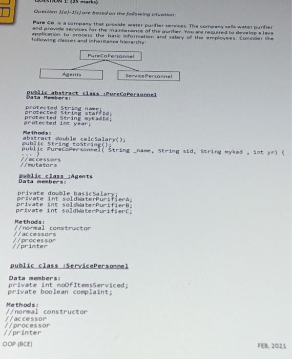 Solved (2 marks) Question 1(a)-1(c) are based on the | Chegg.com