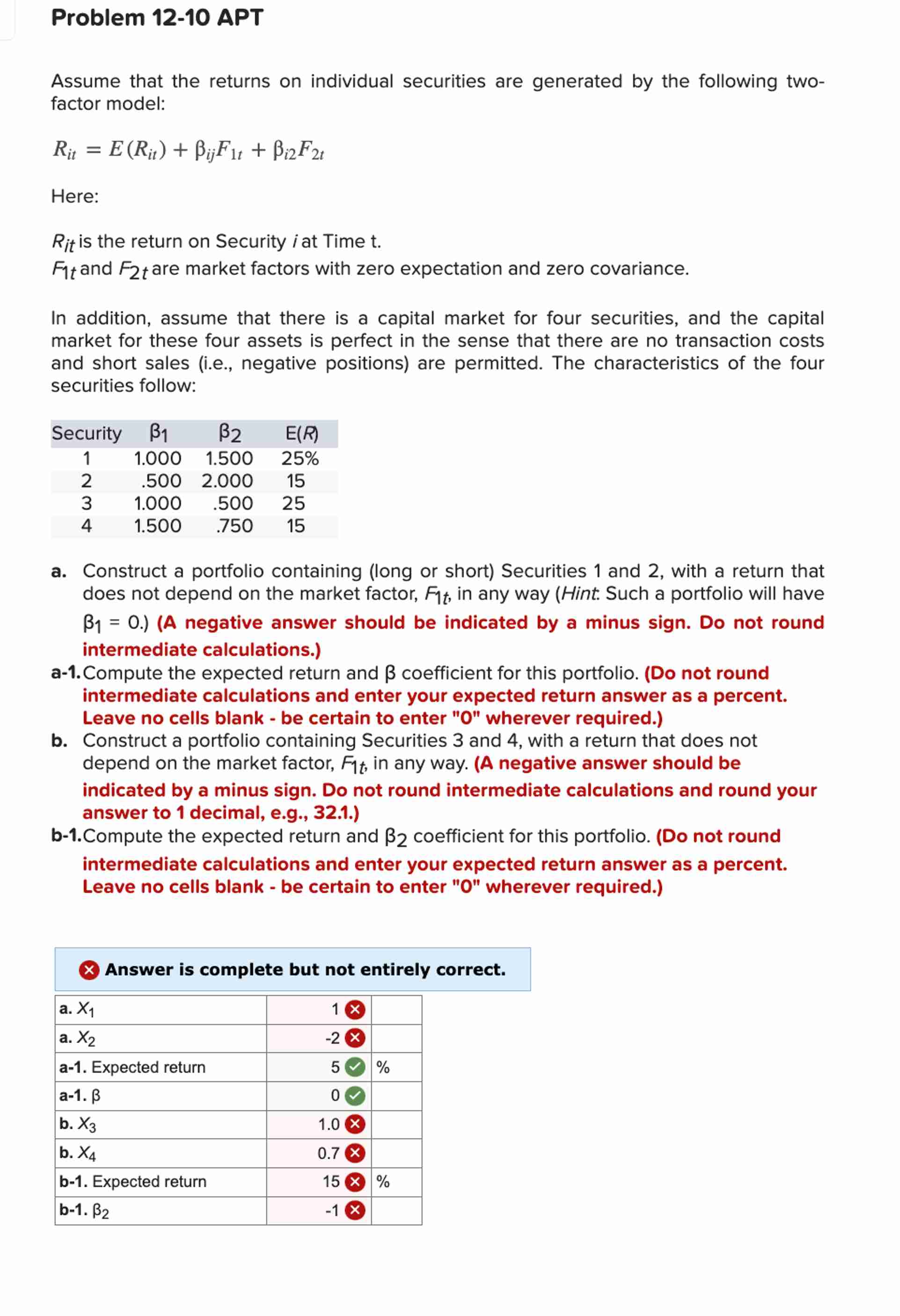 Problem 12-10 ﻿APTAssume that the returns on | Chegg.com