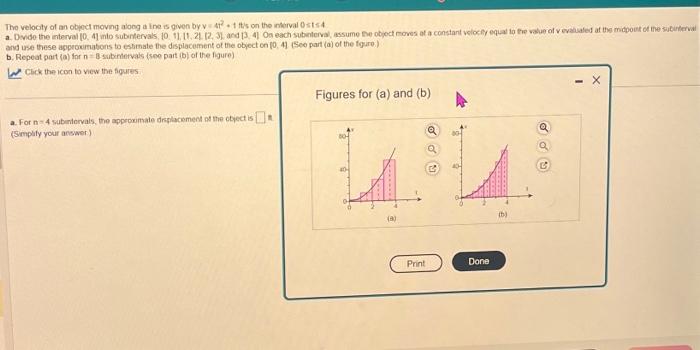 Solved The velocity of an object moving along a line is | Chegg.com