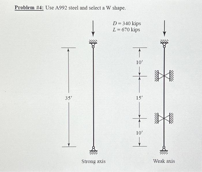 Solved Problem \#4: Use A992 steel and select a W shape. | Chegg.com