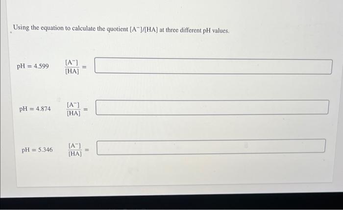 Solved Using the equation to calculate the quotient (A/HA) | Chegg.com