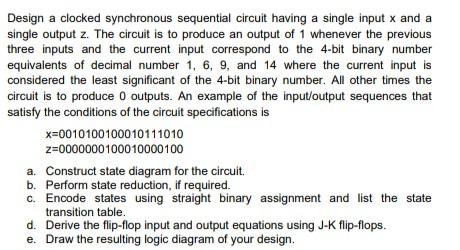 Design a clocked synchronous sequential circuit | Chegg.com