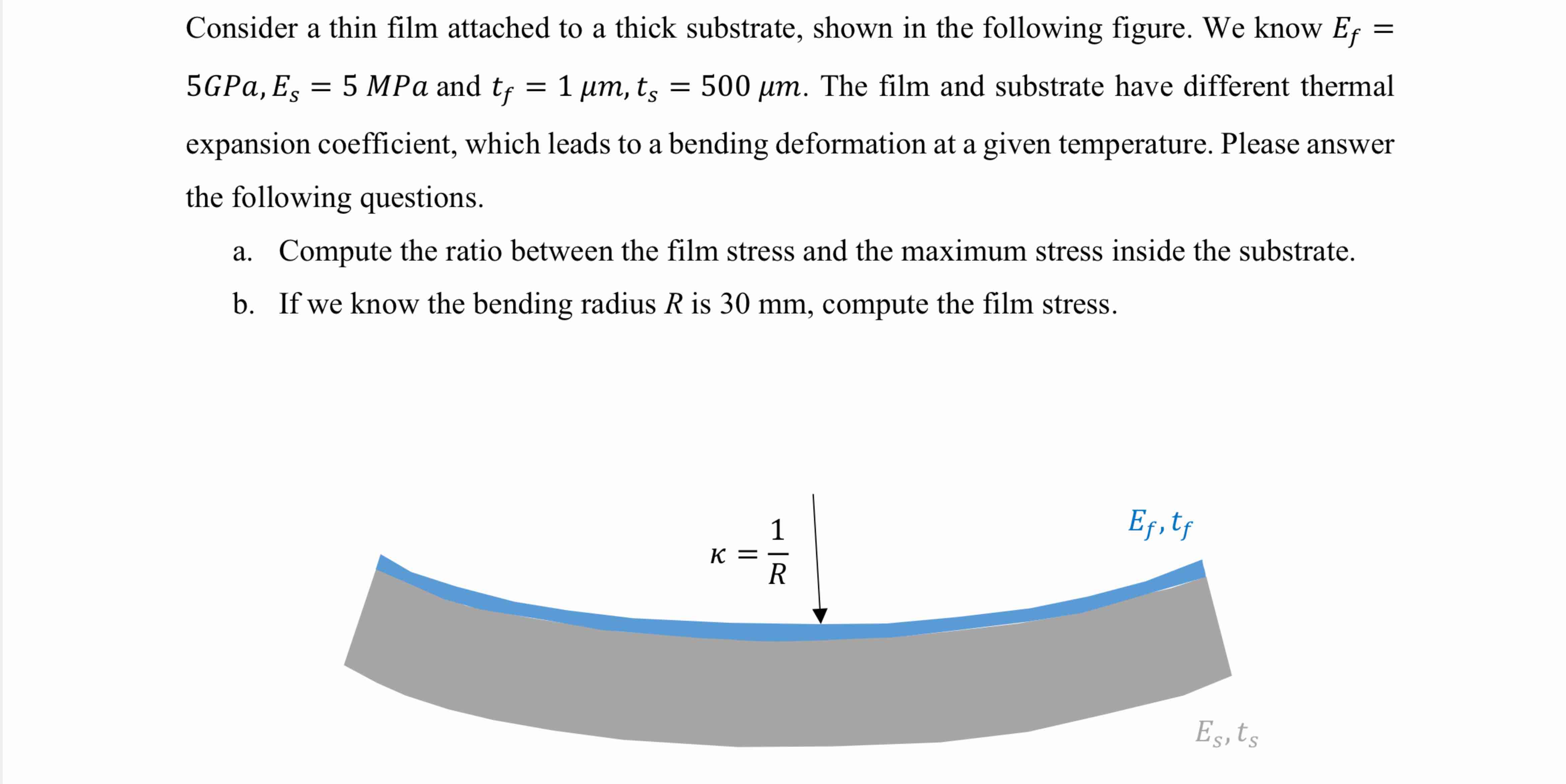 Solved Consider a thin film attached to ﻿a thick substrate, | Chegg.com