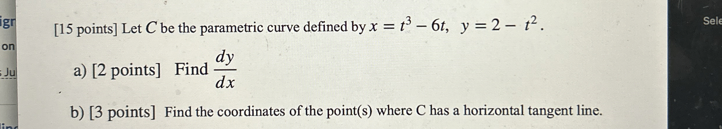 Solved let c be the parametric curve defined by x=[15 | Chegg.com