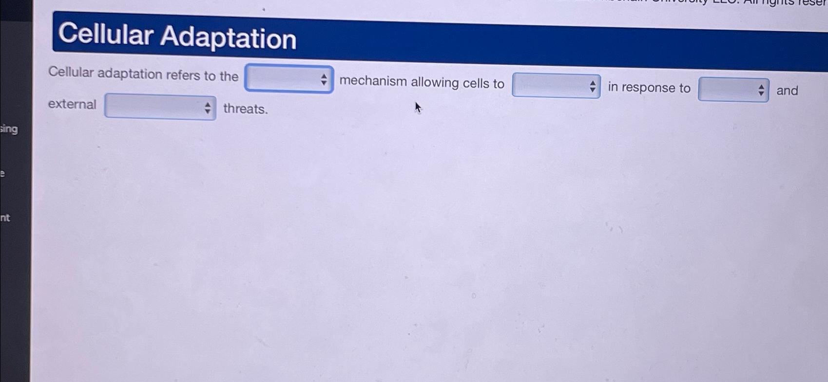 Solved Cellular AdaptationCellular adaptation refers to the | Chegg.com