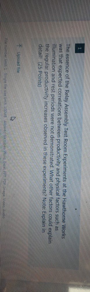 Solved 1 The essence of the Relay Assembly Test Room | Chegg.com