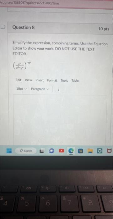Solved Simplify the expression, combining terms. Use the | Chegg.com