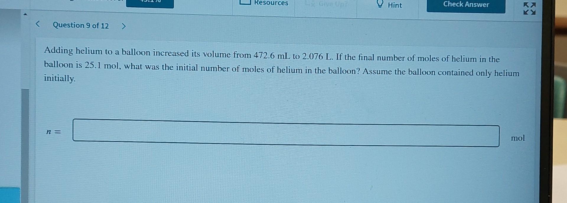 Solved Resources Give Up Hint Check Answer Question 9 of 12 | Chegg.com