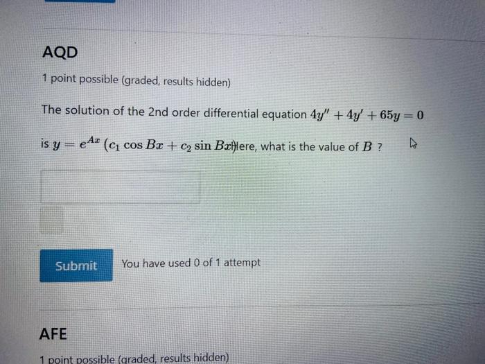 Solved AQD 1 point possible (graded, results hidden) The | Chegg.com