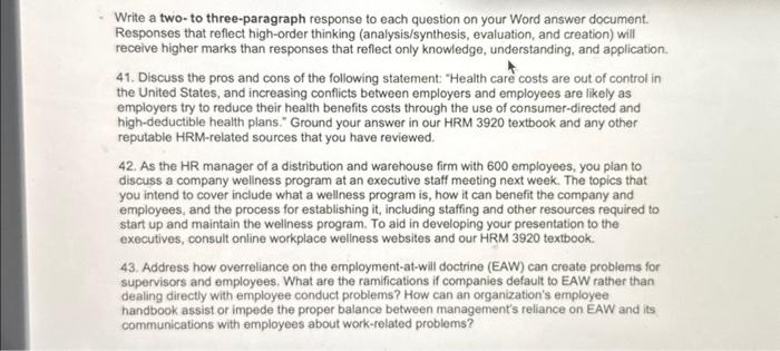 Solved Write a two-to three-paragraph response to each | Chegg.com