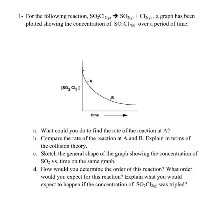 Solved 1- For the following reaction, SO2Cl2(g) → SO2(g) + | Chegg.com
