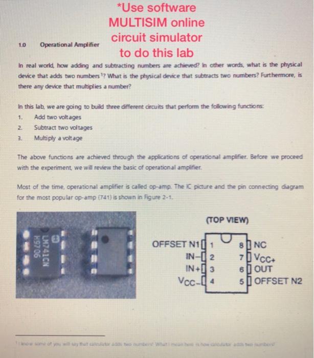 Solved *Use software MULTISIM online circuit simulator | Chegg.com