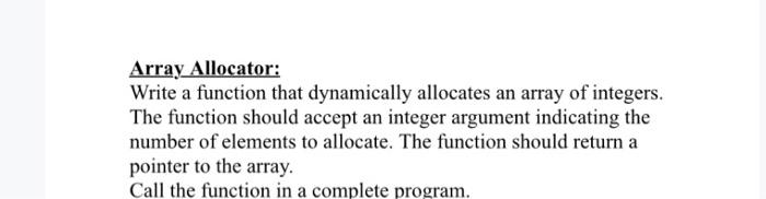 Solved Array Allocator: Write a function that dynamically | Chegg.com