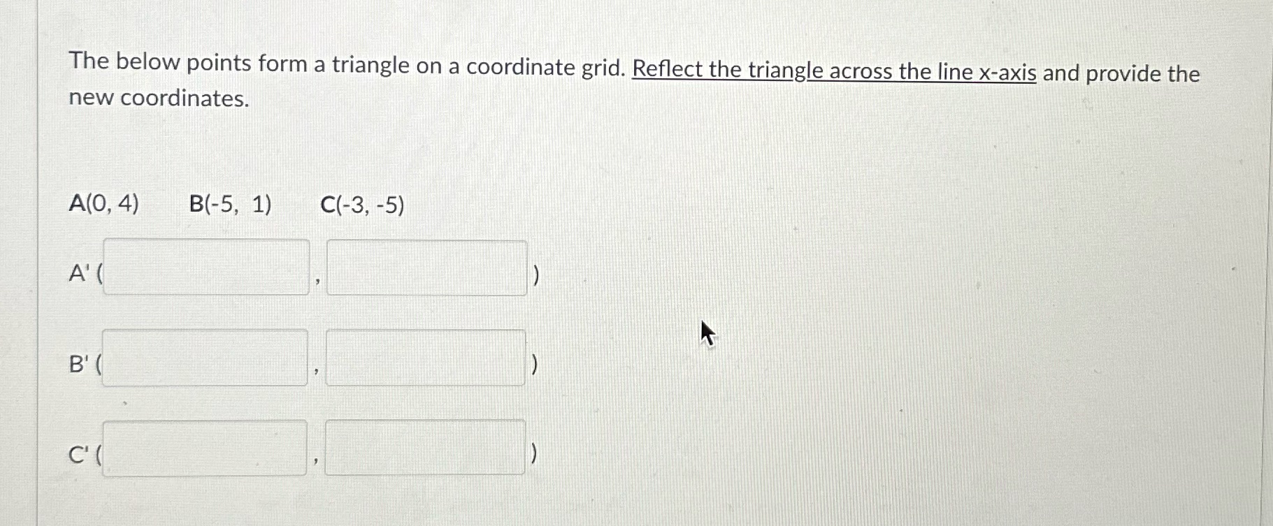Solved The below points form a triangle on a coordinate | Chegg.com
